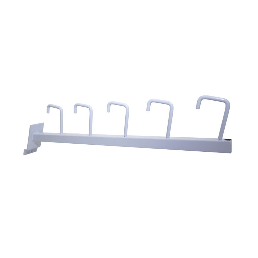 Slatwall Square Tube 5 J-Hook Waterfall - White