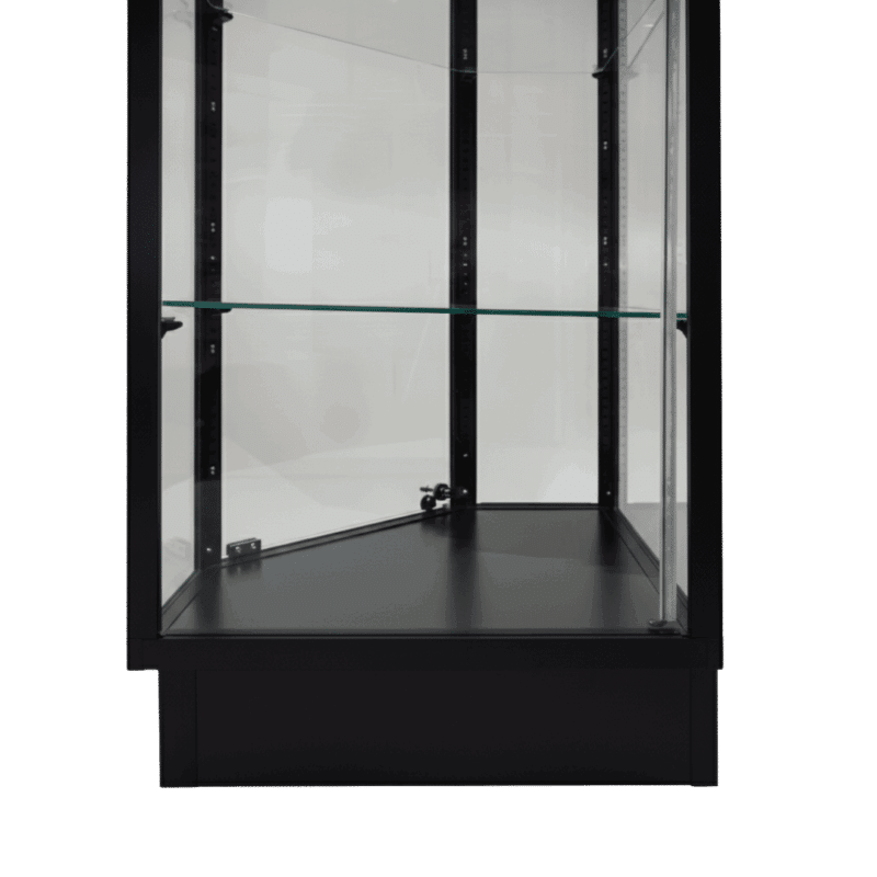 Black Corner Glass Display Case | Glass Corner Display Case