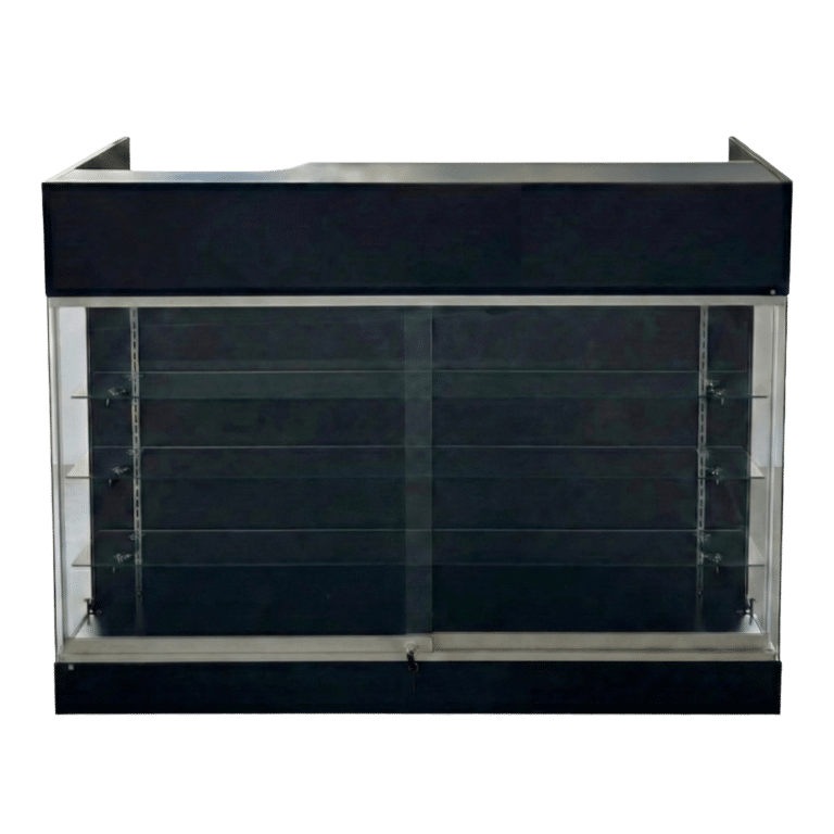 Black Glass Front Checkout Counter 48" | Cash Wrap