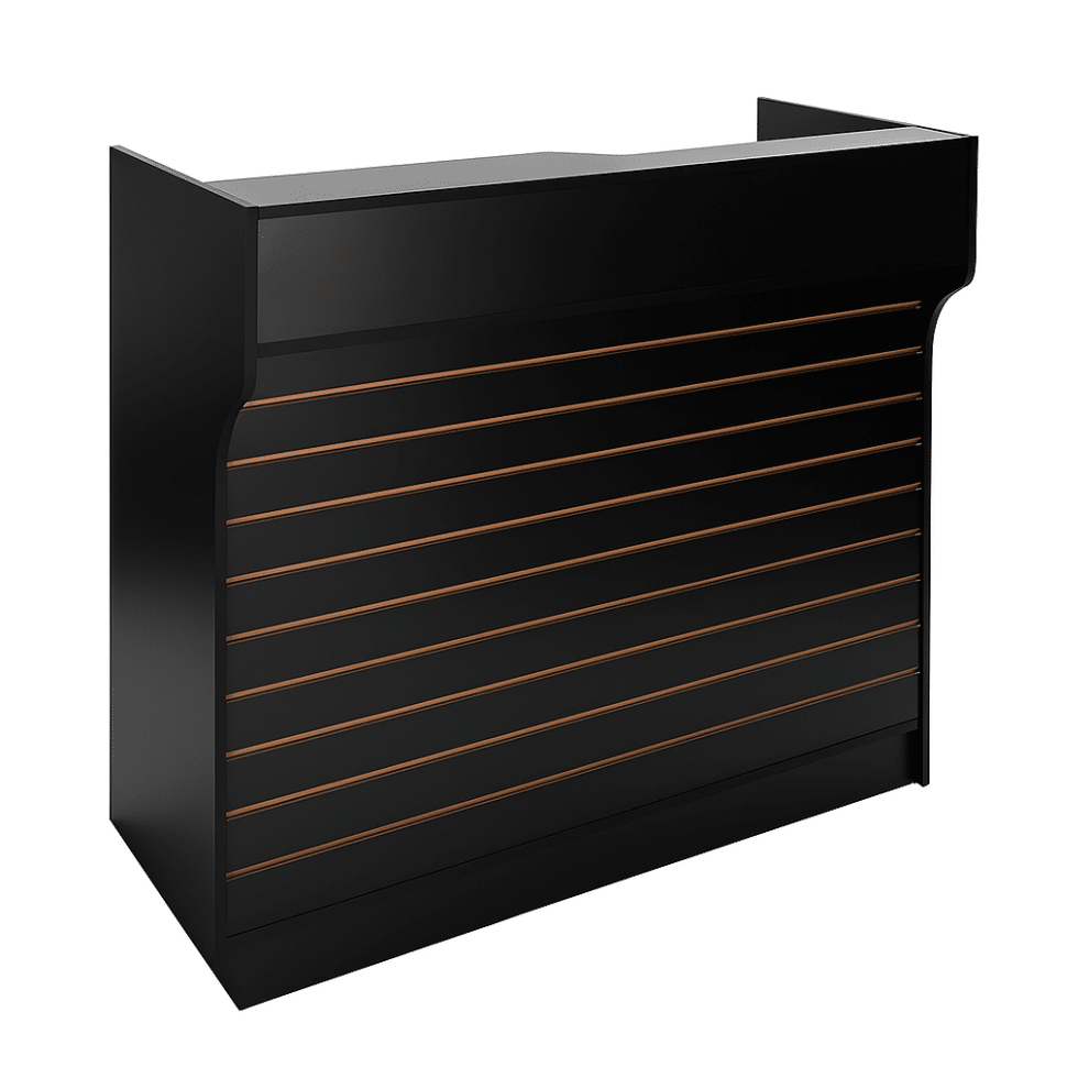 48" Black Slatwall Front Checkout Counter with Custom Logo