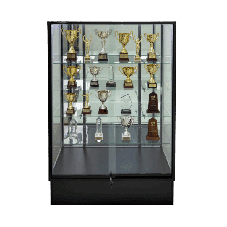 Black Trophy Case with Mirror Back | 72" | Fast Shipping