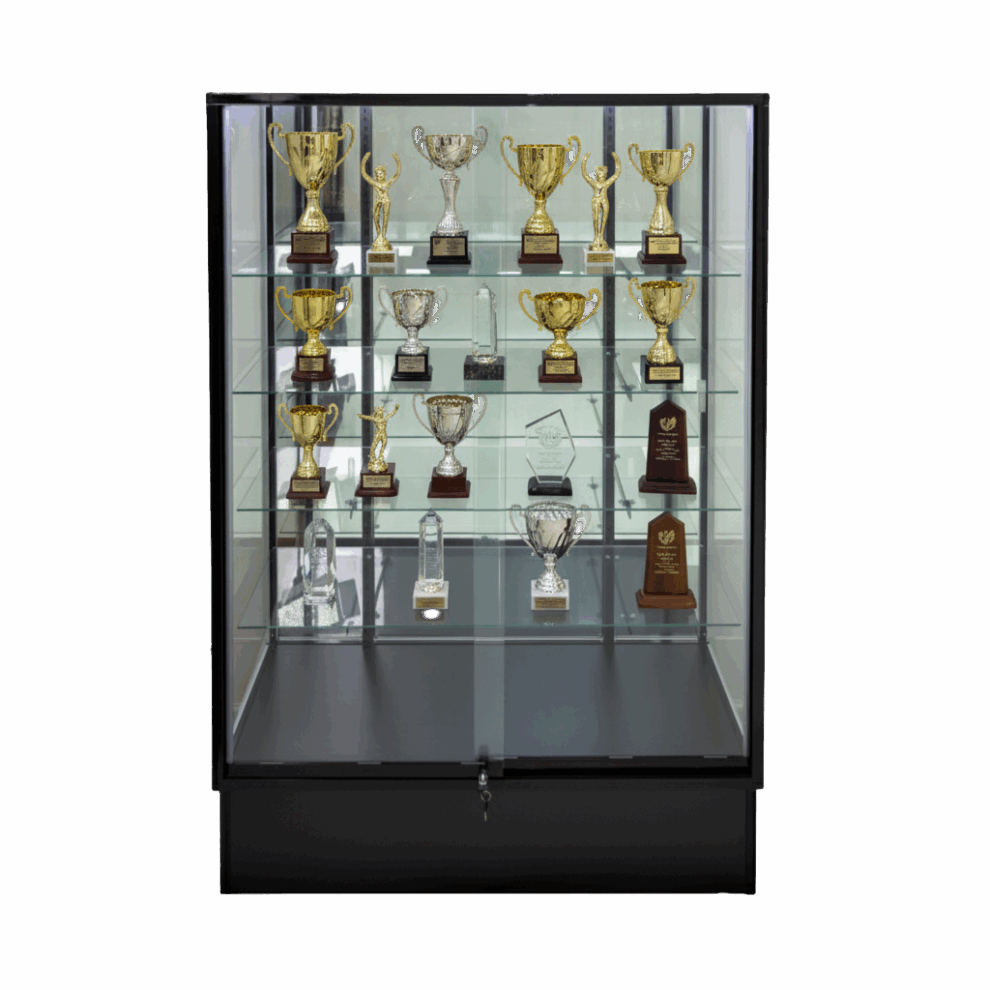 Black Trophy Case with Mirror Back | 72" | Fast Shipping