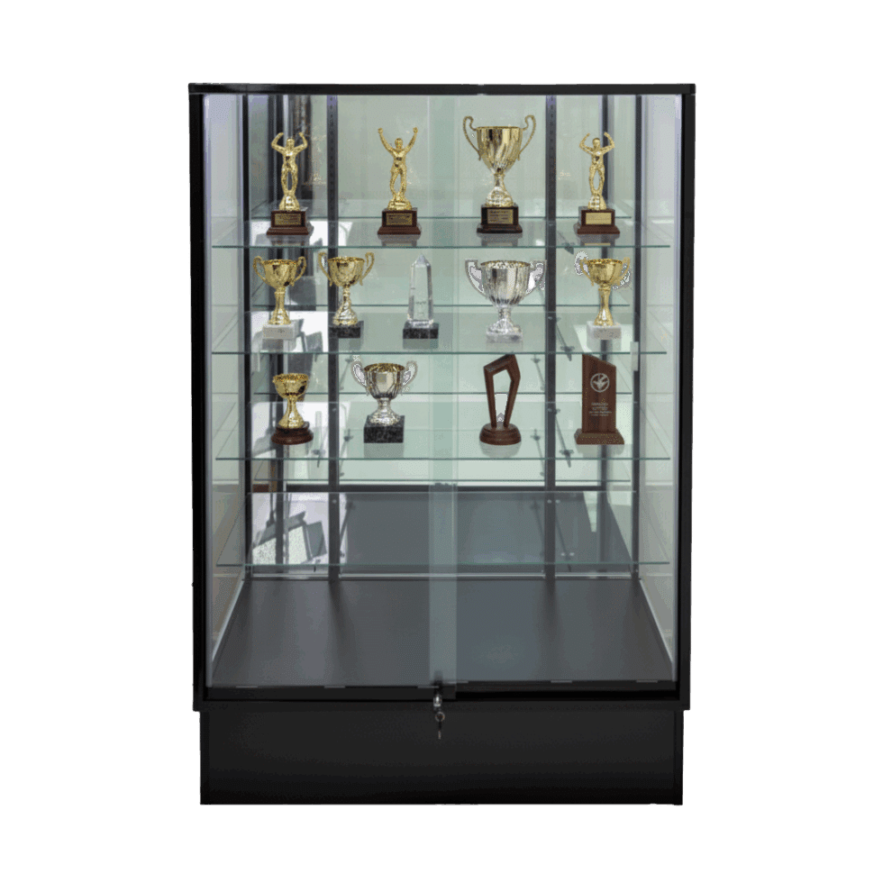 Black Trophy Case with Mirror Back | 72" | Fast Shipping