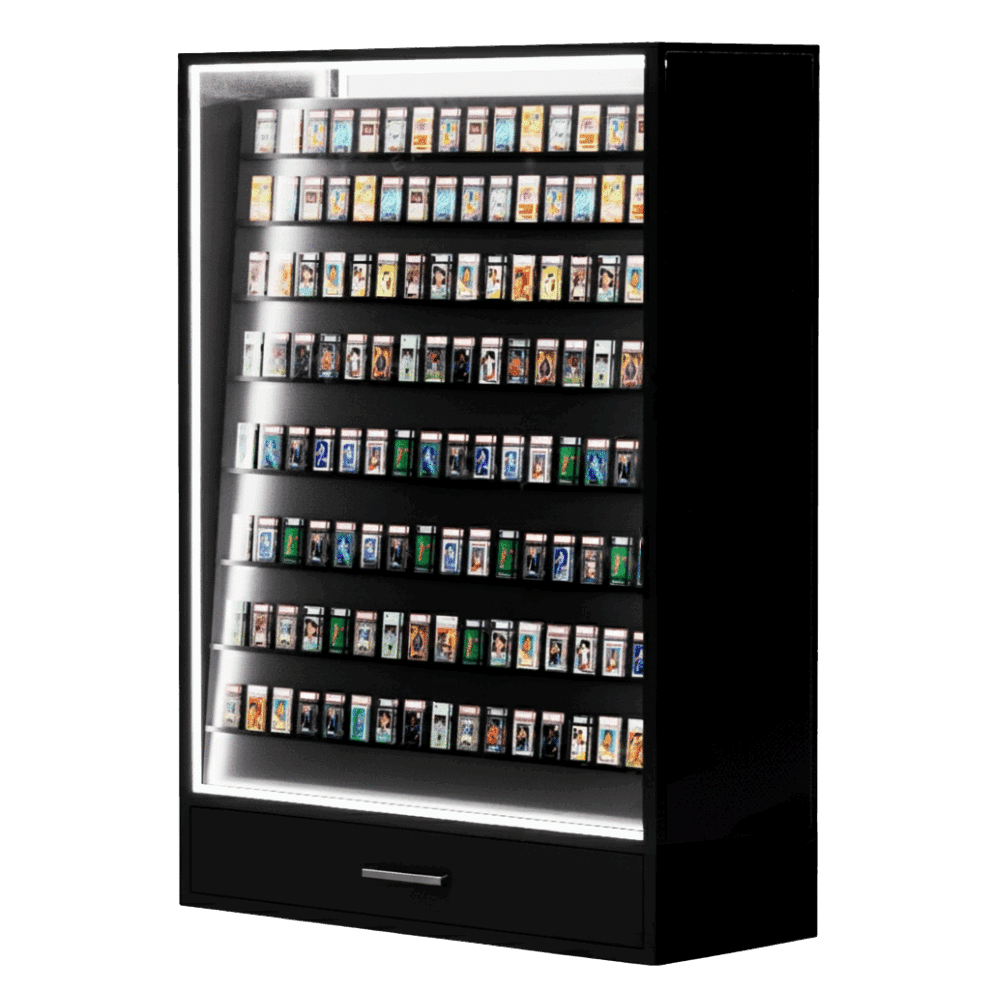 Black Double Sided Sports Card Display Case | with LED & Drawer
