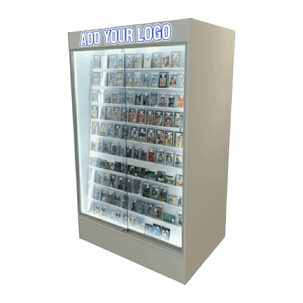 White Sports Card Display Case with Custom Logo