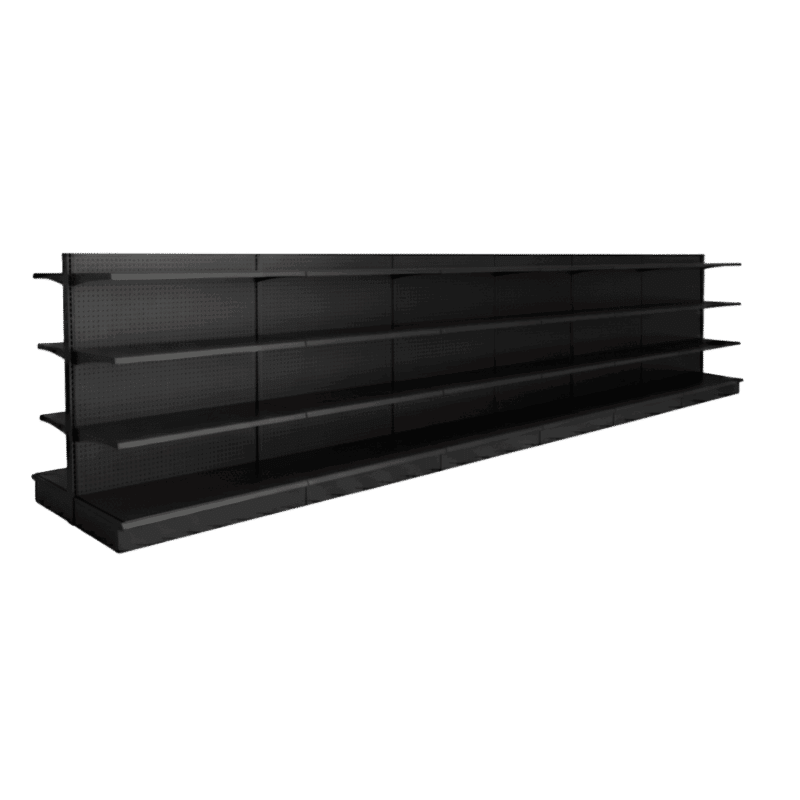 Black Double Sided Gondola Shelving Starter Unit | 6 Sections & 3 Rows ...