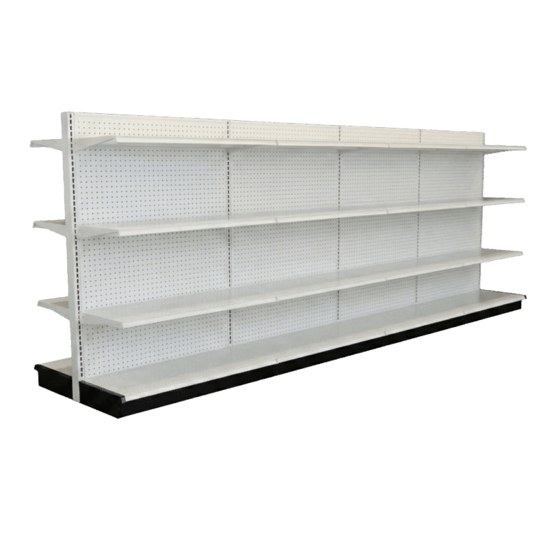 White Double Sided Gondola Shelving Starter Unit | 4 Sections & 3 Rows ...